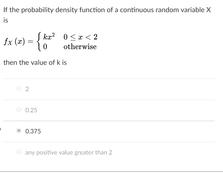 Solved If the probability density function of a continuous | Chegg.com