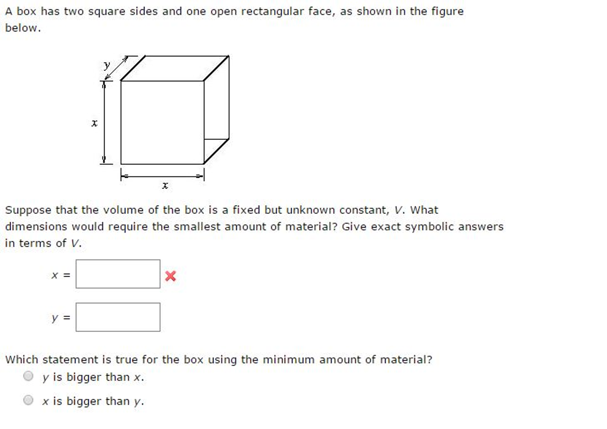 A box has two square sides and one open rectangular | Chegg.com