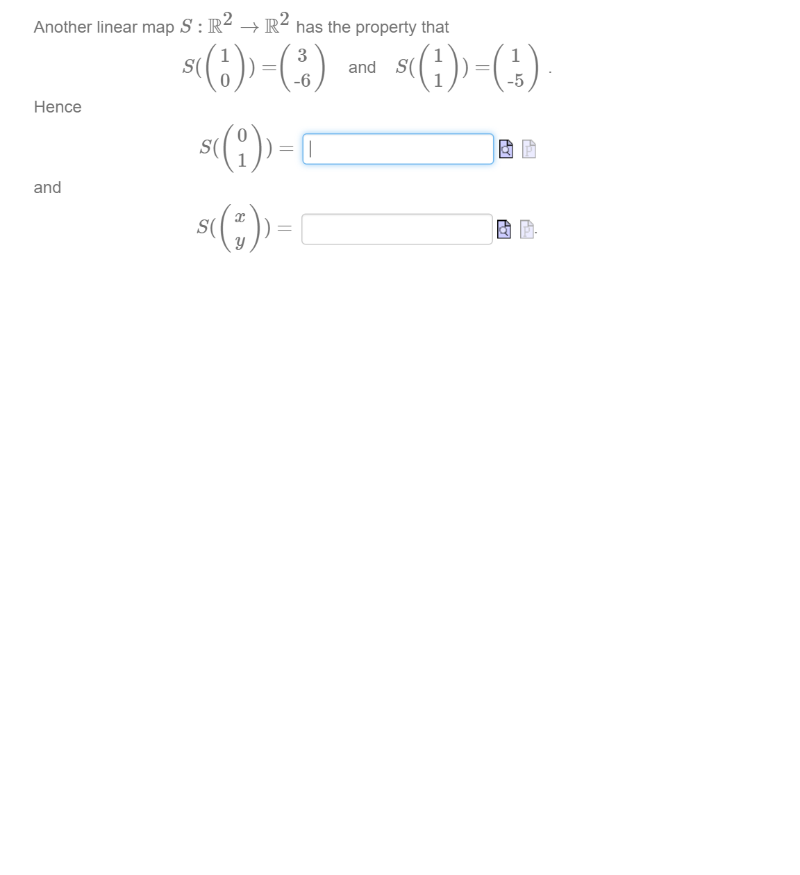 Solved Another linear map S : R2 → R2 has the property that | Chegg.com