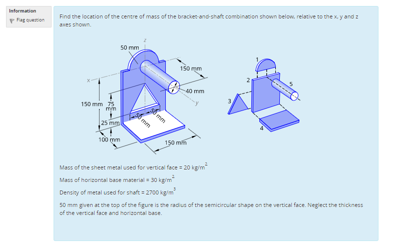Solved Information Find the location of the centre of mass | Chegg.com