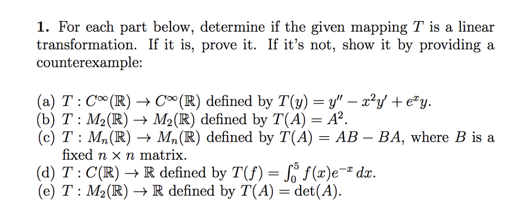 Solved 1. For each part below, determine if the given | Chegg.com