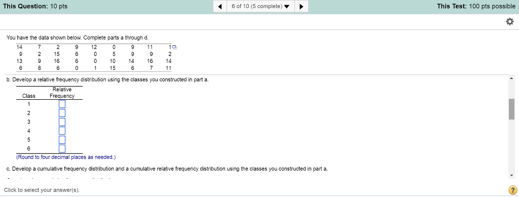 Solved You have the data shown below. Complete parts a | Chegg.com