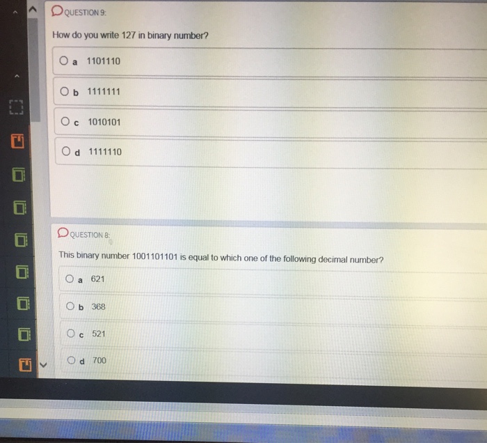 Solved How Do You Write 127 In Binary Number A 1101110 B Chegg