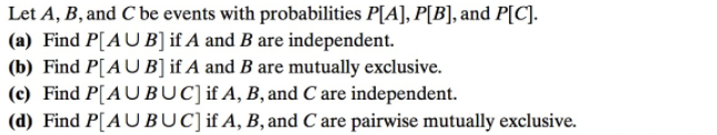 Solved Let A, B, and C be events with probabilities PlA], | Chegg.com