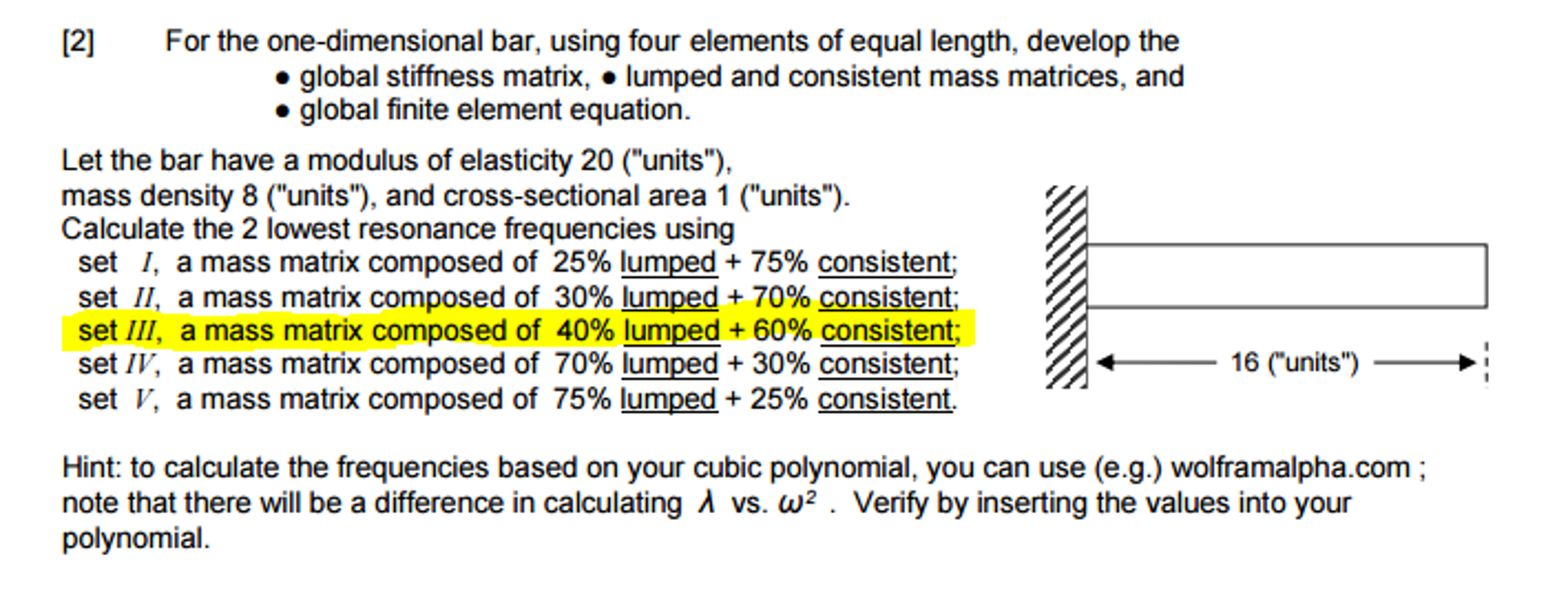 Solved For the one-dimensional bar, using four elements of | Chegg.com