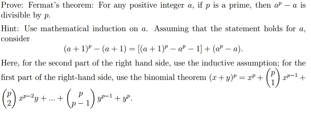 Solved Prove: Fermat's theorem: For any positive integer a, | Chegg.com