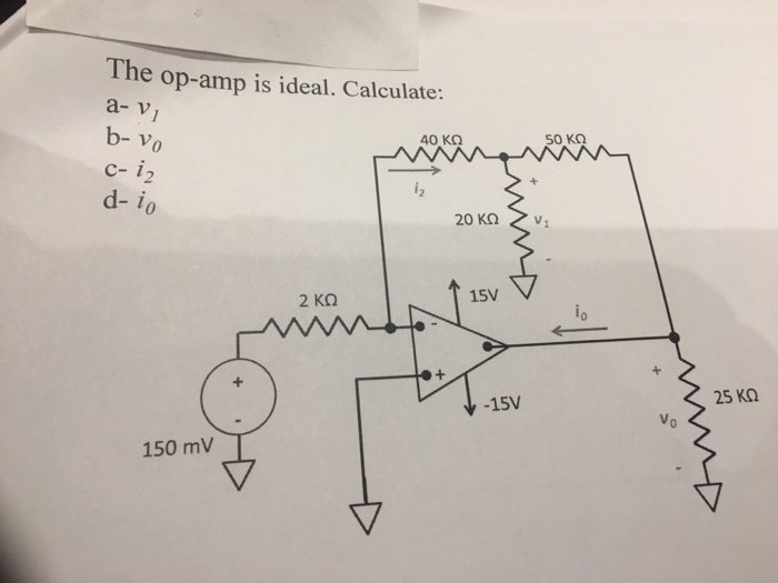 Solved The op-amp is ideal. Calculate. v_1 v_0 i_2 i_0 | Chegg.com