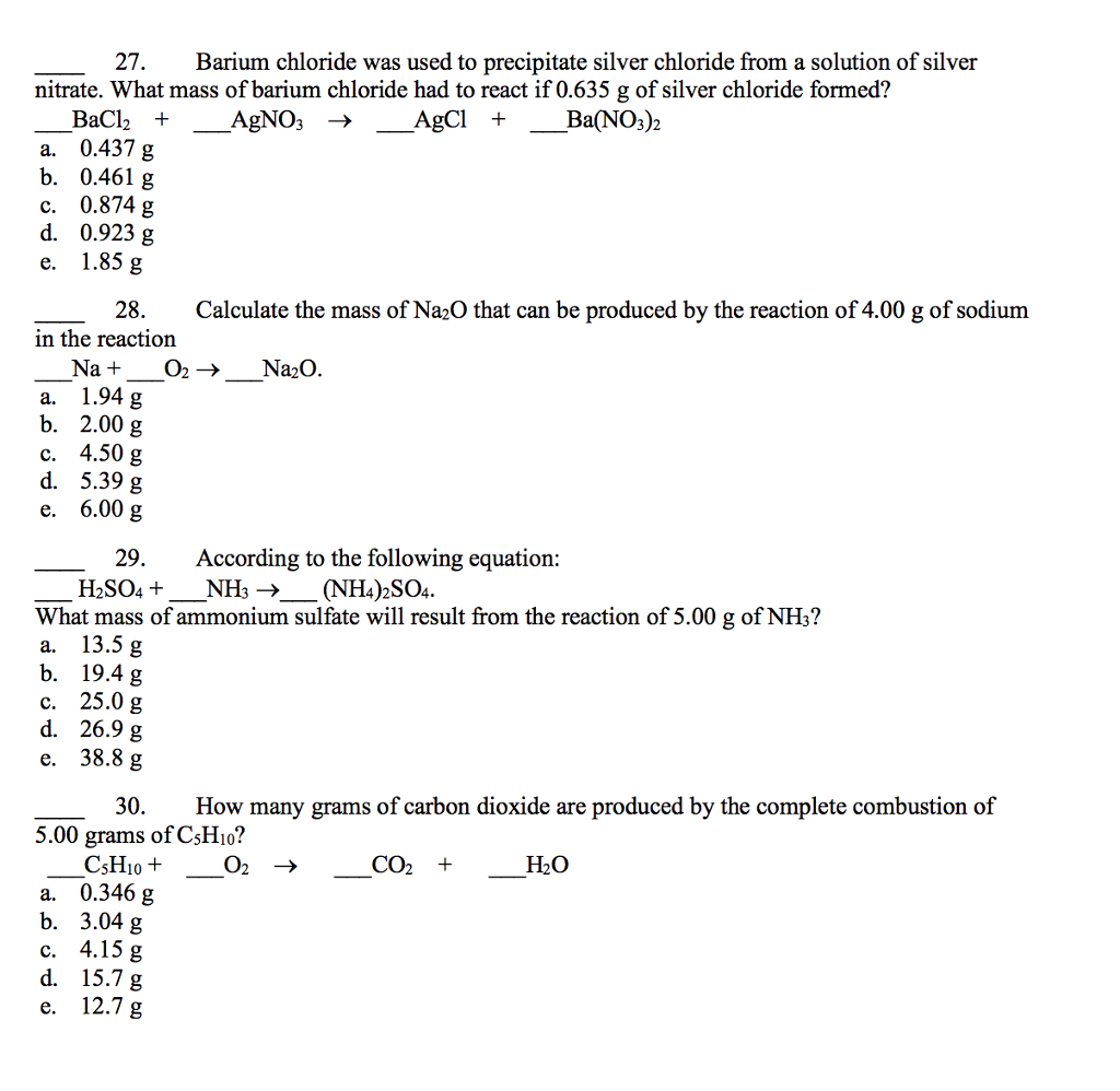 Solved 27.Barium chloride was used to precipitate silver | Chegg.com