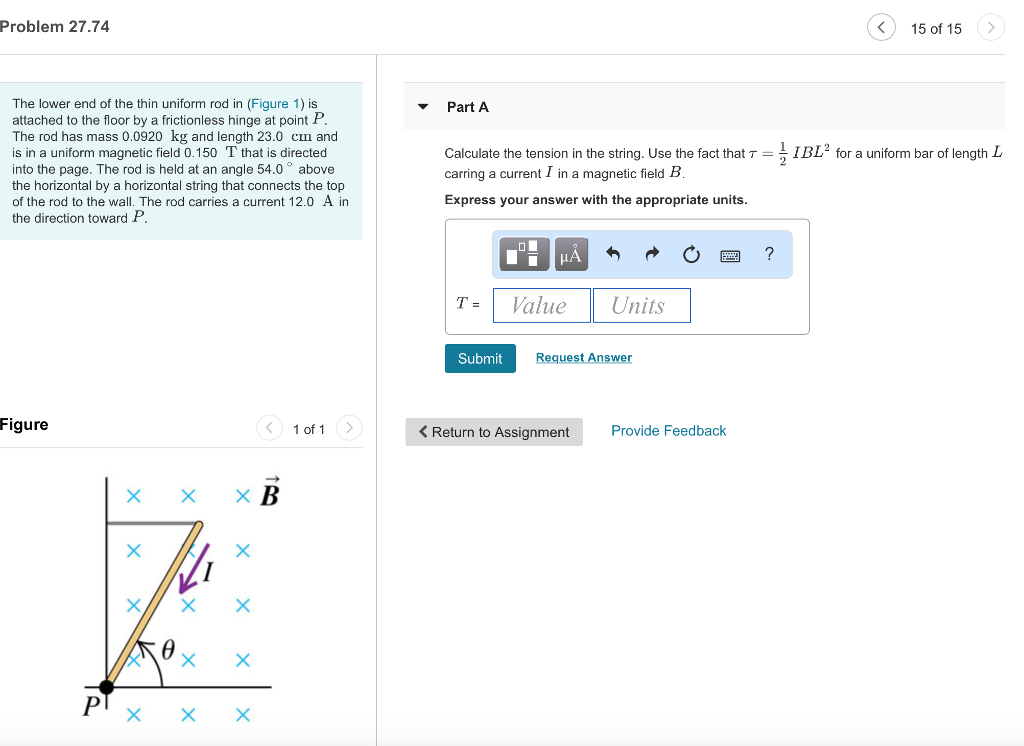 Solved Problem 27.74 150f 15 ? The lower end of the thin | Chegg.com
