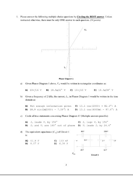 Solved: 1. Please Answer The Following Multiple Choice Que... | Chegg.com
