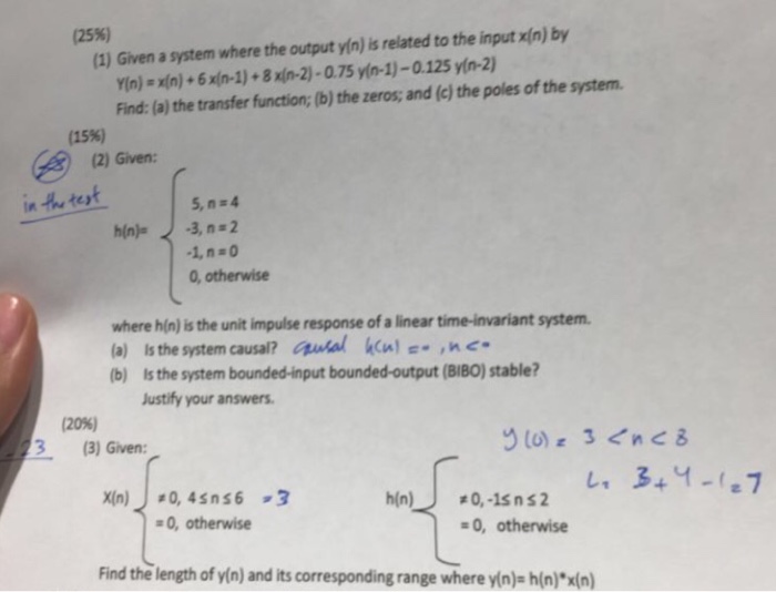 Solved Given A System Where The Output Yn Is Related To 