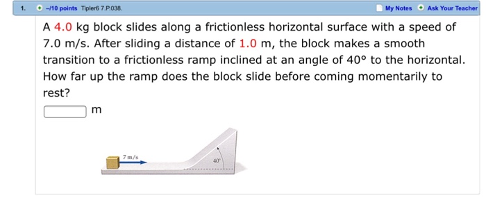 Solved A 4.0 kg block slides along a frictionless horizontal | Chegg.com