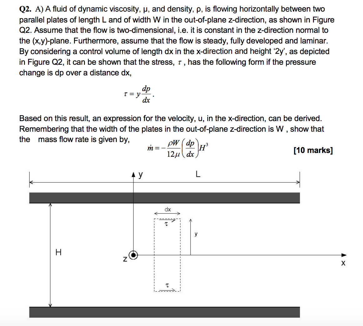 Solved A fluid of dynamic viscosity, mu, and density, rho, | Chegg.com