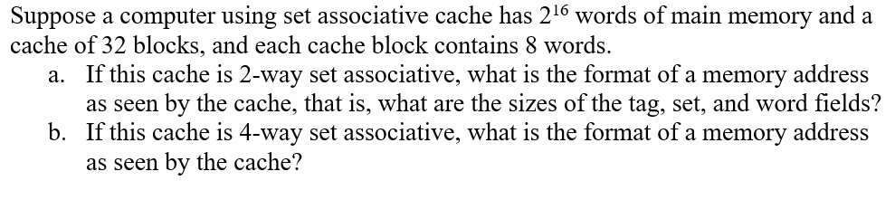 Solved Suppose a computer using set associative cache has | Chegg.com
