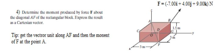 Solved F = (-7.00i-4.00j + 9.00k) N 4) Determine the moment | Chegg.com