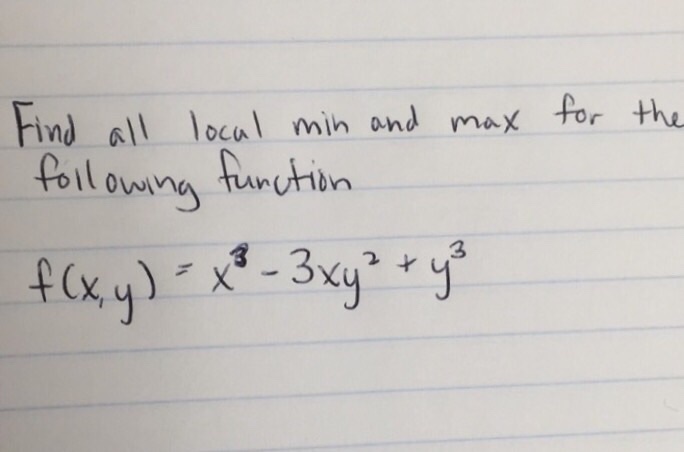 Solved Find all local min and max for the following function | Chegg.com