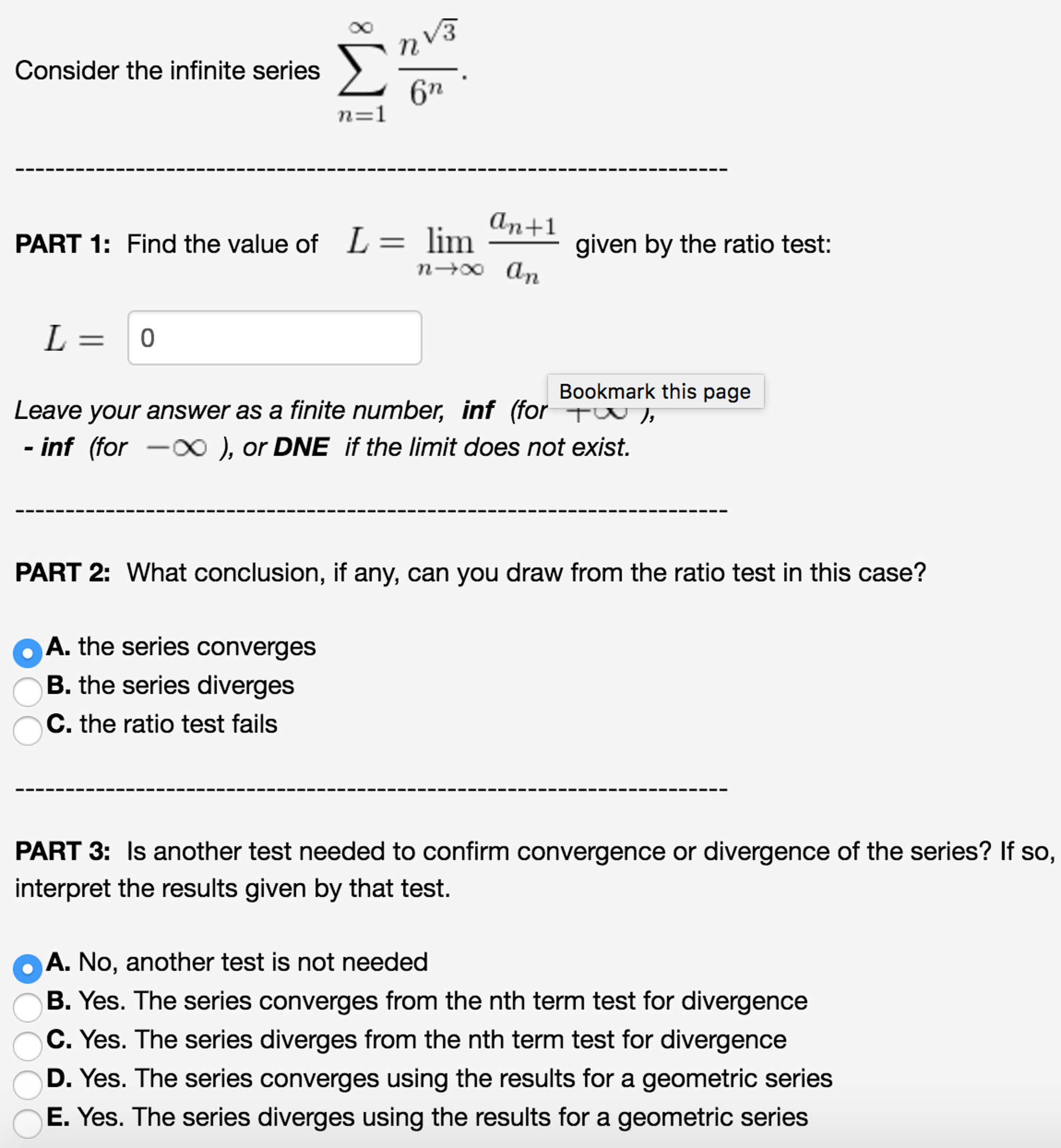 Solved Consider the infinite series sigma_n = 1^infinity | Chegg.com