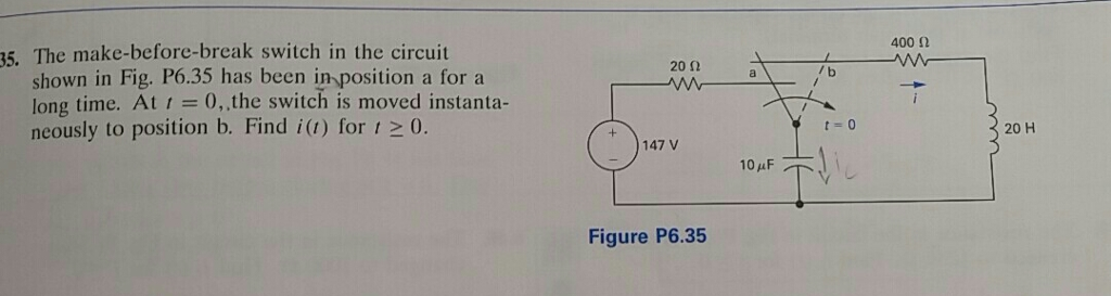 Solved 400 Ω · The make-before-break switch in the circuit | Chegg.com