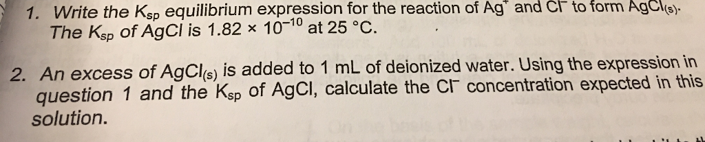 Solved Write the K_sp equilibrium expression for the | Chegg.com