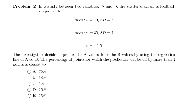 Solved Problem 2. In a study between two variables: A and B, | Chegg.com
