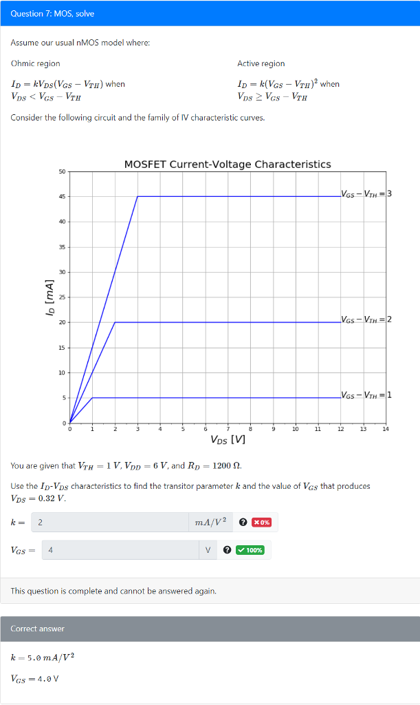 Solved Question 7: MOS, solve Assume our usual nMOS model | Chegg.com