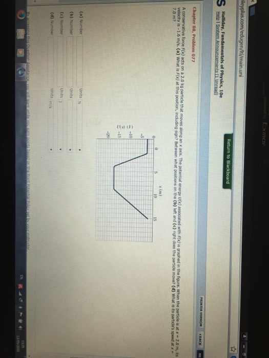 Solved A conservative force F(x) acts on a 2.0 kg portion | Chegg.com