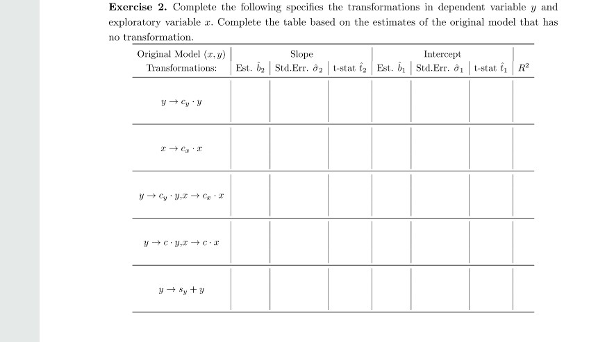 Solved Exercise 2. Complete the following specifies the | Chegg.com