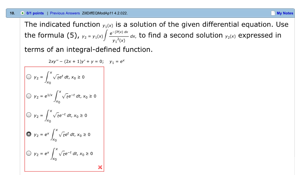 Solved The indicated function y_1(x) is a solution of the | Chegg.com