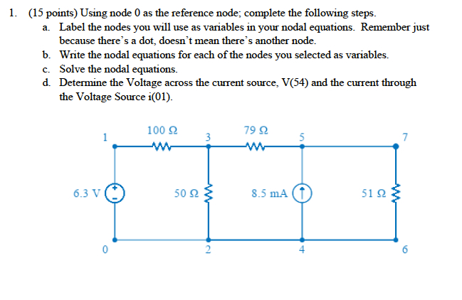Solved Using node 0 as the reference node - determine | Chegg.com