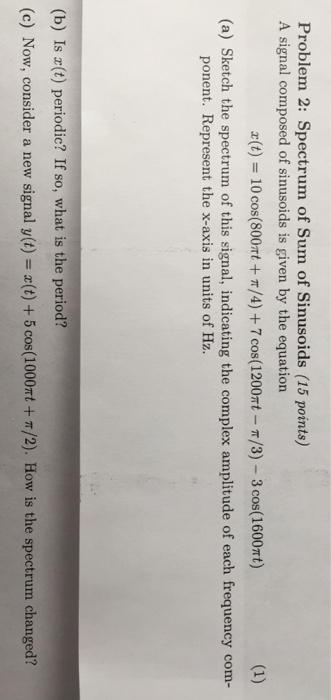 Solved Spectrum Of Sum Of Sinusoids A Signal Composed Of 