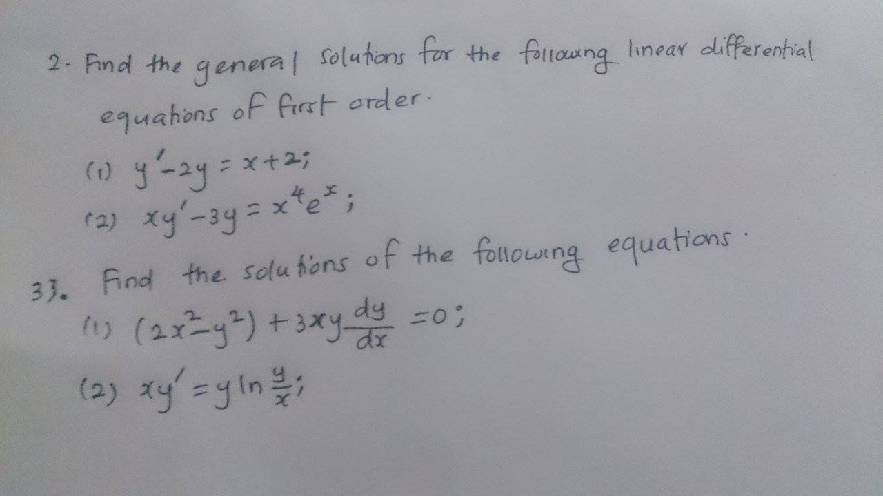Solved Find the general solutions for the following linear | Chegg.com