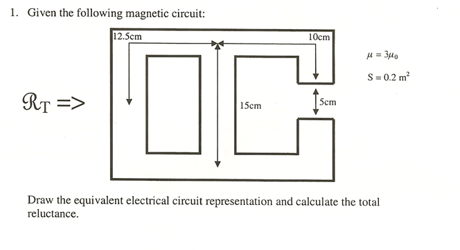 Solved Given the following magnetic circuit: Draw the | Chegg.com