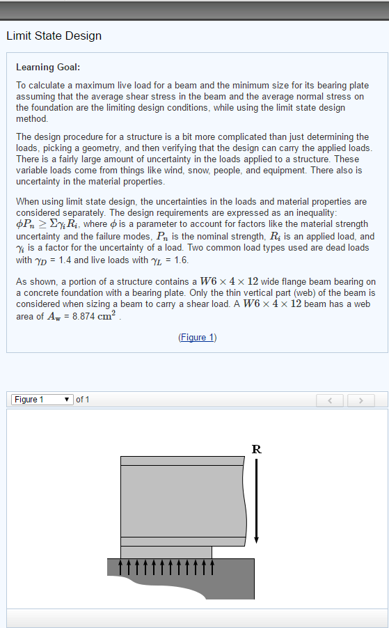 Solved Limit State Design Learning Goal: To calculate a | Chegg.com
