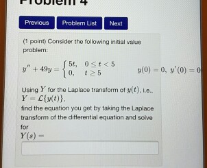 Solved Consider the following initial value problem: y" + | Chegg.com