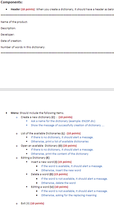 Solved Goal: designing a bilingual Dictionary using an | Chegg.com