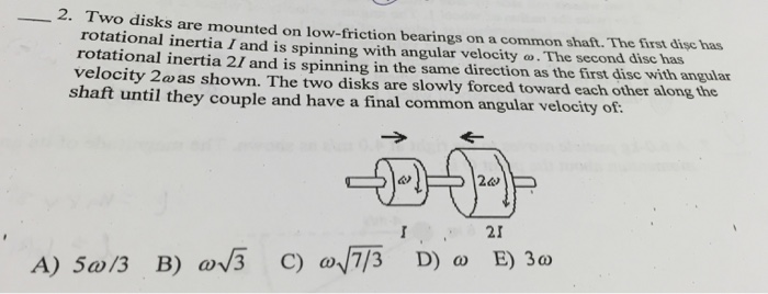 Solved Two disks are mounted on a low-friction bearings on a | Chegg.com