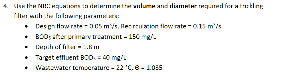 Use the NRC equations to determine the volume and | Chegg.com