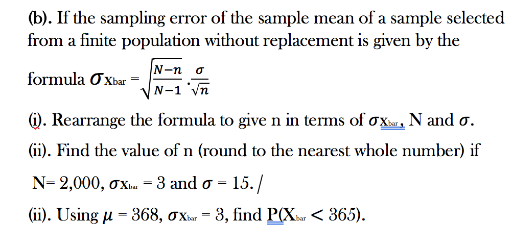 Sampling Error Formula