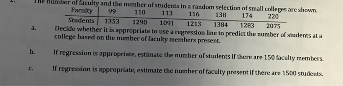 Solved The number of faculty and the number of students in a | Chegg.com