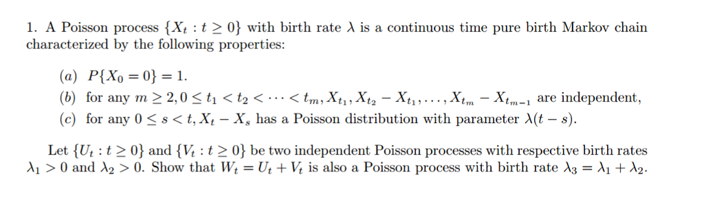 A Poisson process {X_t: t greaterthanorequalto 0} | Chegg.com