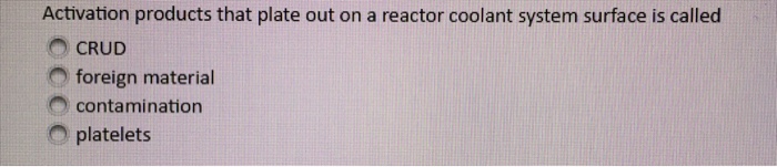 Solved Activation products that plate out on a reactor | Chegg.com