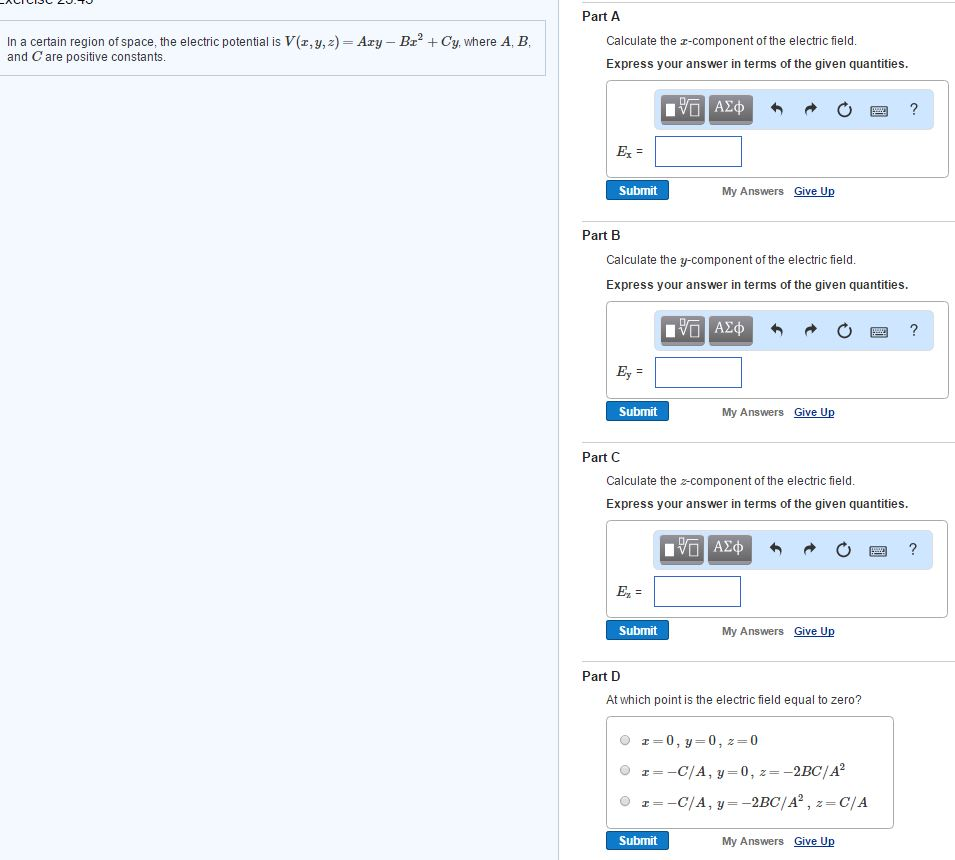 Solved In a certain region of space, the electric potential | Chegg.com