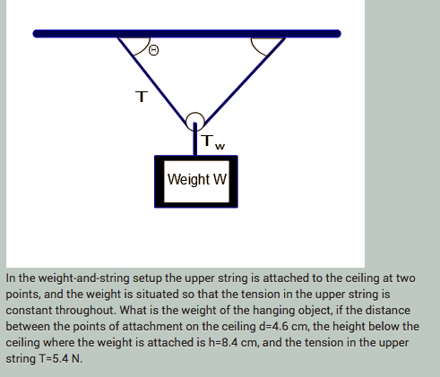 Solved T Weight W In the weight-and-string setup the upper | Chegg.com