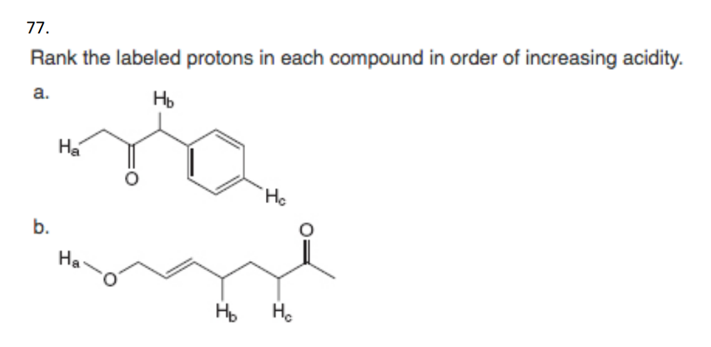 Solved Rank the labeled protons in each compound in order of | Chegg.com