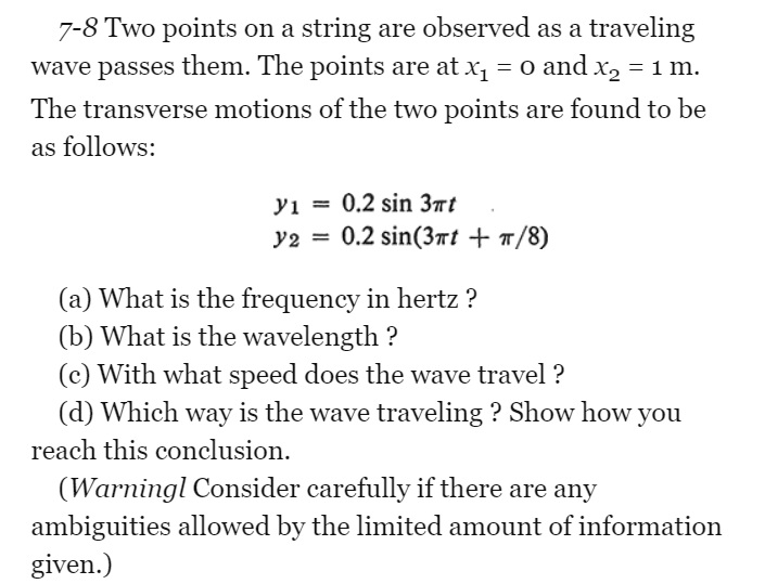 Solved 7-8 Two points on a string are observed as a | Chegg.com