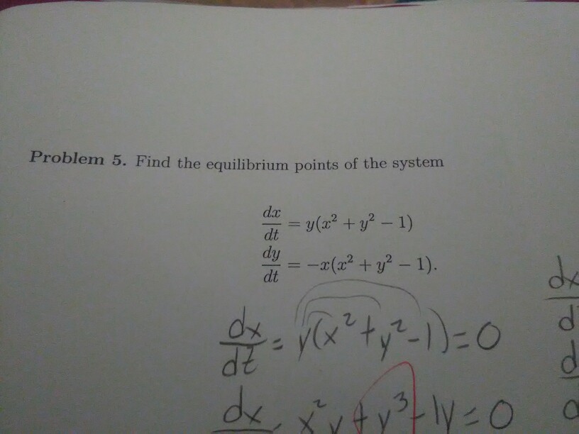 Solved Problem 5. Find the equilibrium points of the system | Chegg.com