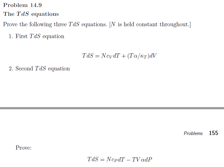 Solved Problem 14.9 The TdS equations Prove the following | Chegg.com