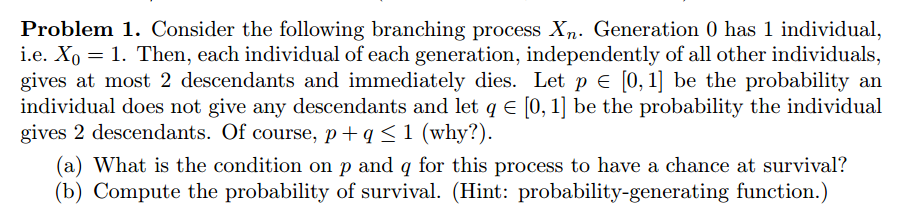 Solved Consider the following branching process X_n. | Chegg.com