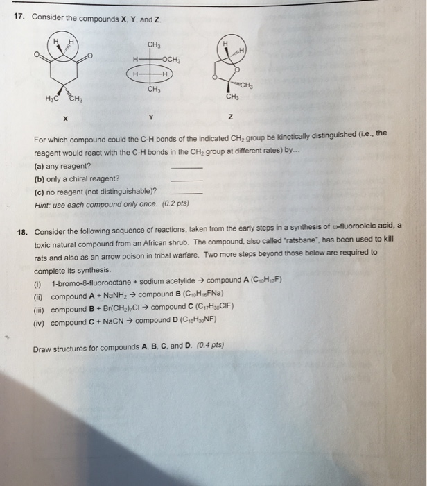 Solved Consider the compounds X, Y, and Z. For which | Chegg.com