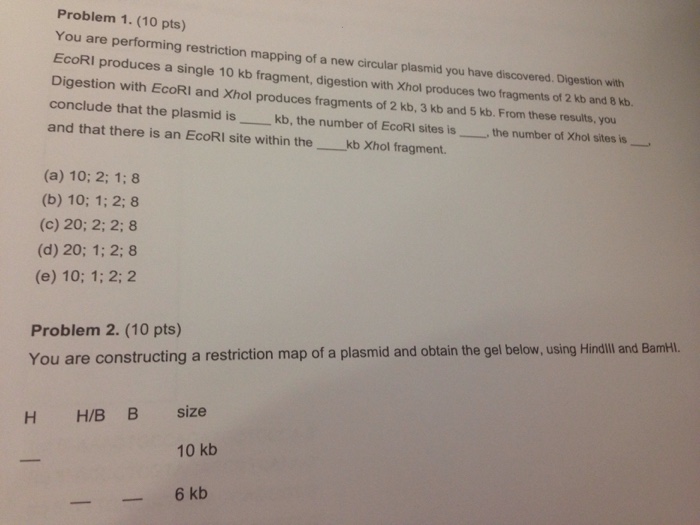 Solved You are performing restriction mapping of a new | Chegg.com